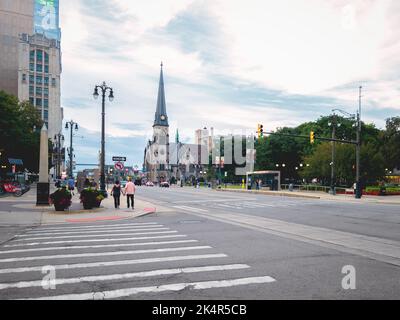 Cars pass by office buildings at the famous 'Potsdamer Platz' (Potsdam ...