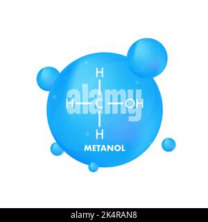 Methanol concept chemical formula icon label, text font vector ...
