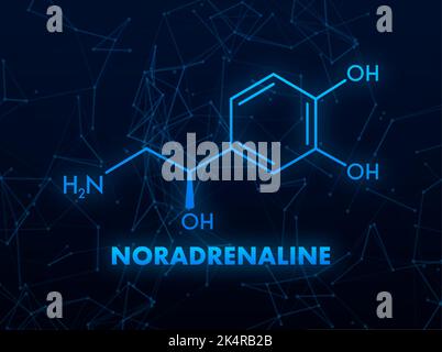 Noradrenaline (NA, norepinephrine , NE ) molecule . It is a hormone and ...