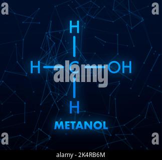 Methanol concept chemical formula icon label, text font vector ...