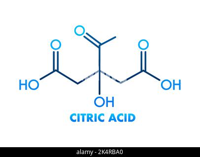 Citric acid concept chemical formula icon label, text font vector ...