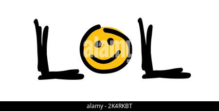 Slogan lol. Vector cartoon laughing sign. Motivation, inspiration with ...