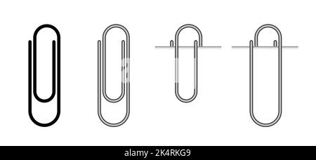 Metal paper clips on transparent background. Cartoon drawing office ...