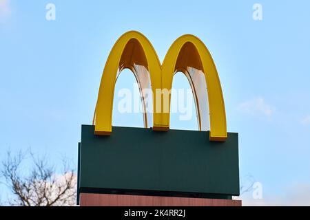 Rostov on Don, Russia - 02.21.2022 - McDonalds logo roadside sign of ...