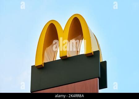 Rostov on Don, Russia - 02.21.2022 - McDonalds logo roadside sign of ...