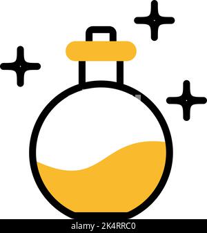 Game icon of bottle with poison or elixir. Cartoon container for health ...