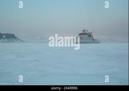 Norwegian Coast Guard icebreaker and offshore patrol vessel KV Svalbard ...