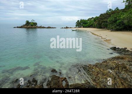 Views of a beach on Kapas Island in the Marang District in Malaysia ...