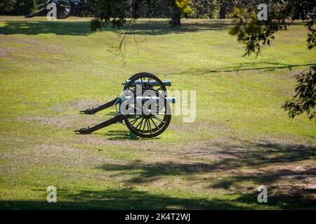 Side view of a blue M1857 12-Pounder, the Napoleon, an American civil ...
