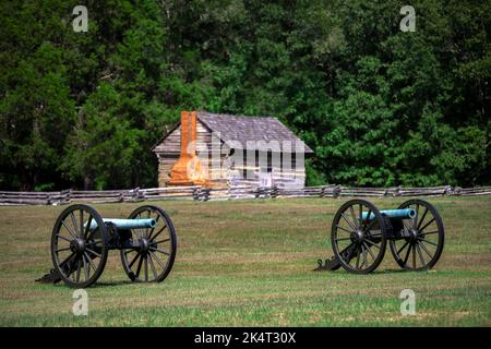 Front view of a blue M1857 12-Pounder, the Napoleon, an American civil ...