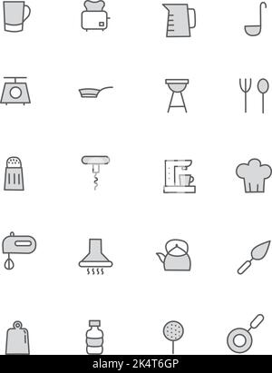 Kitchen appliances icons set. Home interior concept Stock Vector Image ...