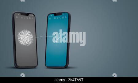 Chaotic line untangling and becoming a question mark on smartphone ...