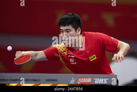 LIANG Jingkun of China competes during men's singles semifinal match ...
