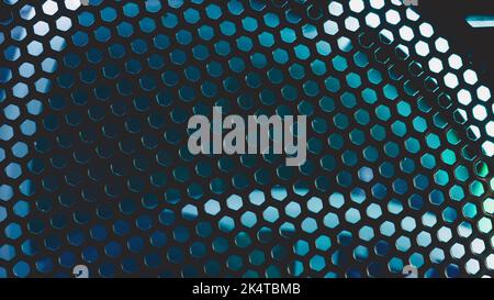 Detail of computer fan with blue color light abstract background ...