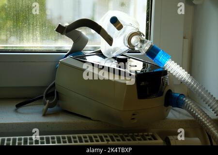 non invasive ventilator (niv) with mask used by patients with ...