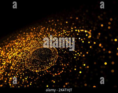 Bokeh gold interspersed with bright gold lights. Fractal abstract ...