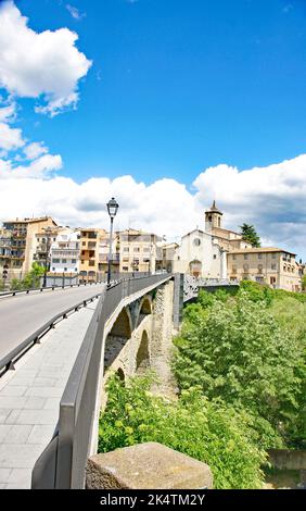 Road over the river Ter as it passes through Roda de Ter, Comarca del ...