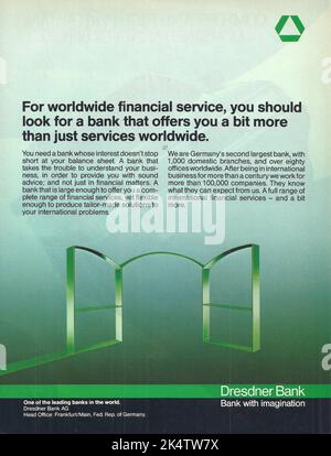 bank financial institution advertisement bank magazine advert 1980s ...