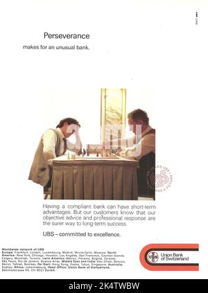 bank financial institution advertisement bank magazine advert 1980s 1970s Stock Photo - Alamy