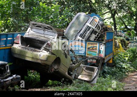 Dhaka, Bangladesh - October 04, 2022: Impounded vehicles have been left ...