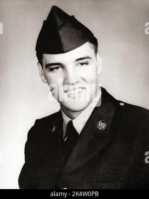 Elvis Presley, in his army uniform, circa 1958. File Reference # 34145 ...