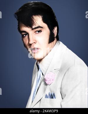 This is a publicity image of Elvis Presley, the American singer and ...
