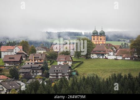 view of St. Maergen with abbey chuch in the southern Black Forest ...