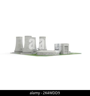 The computer-generated 3d realistic nuclear power plant isolated on a ...