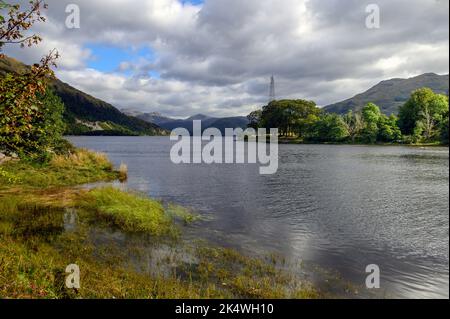 Loch Etive from the mouth of River Awe at Taynuilt in Argyll, Scotland ...