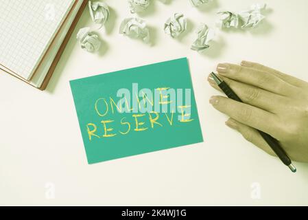Text sign showing Reservation. Conceptual photo Arrangement made so a ...
