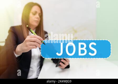 Text caption presenting Jobs For You. Business concept List of ...