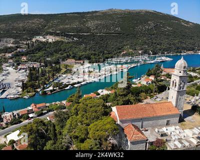 Rozat, Croatia. Dubrovnik marina aerial view with ria coastal inlet ...