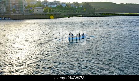 Panoramic view of the Navia river in Navia, Principality of Asturias ...