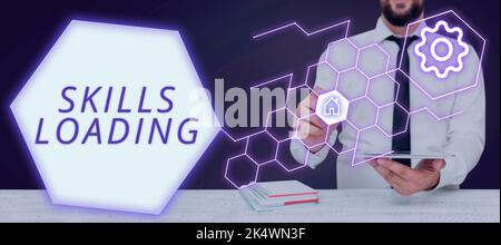 Conceptual display Skills Loading. Business idea points out the degree of difficulty when ...