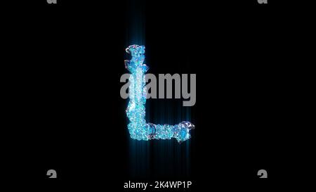blue diamonds or frozen ice letter Y on black background, isolated ...