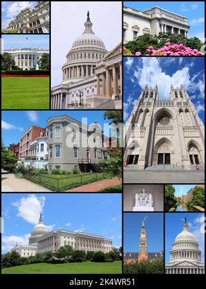 Washington DC - USA photo collage with landmarks and architecture Stock ...