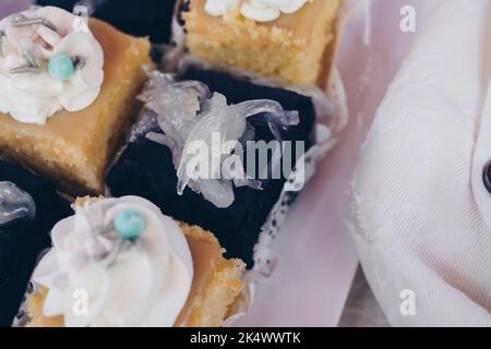 Small slices of creamy delicious purple yam AKA ube cake with macapuno ...