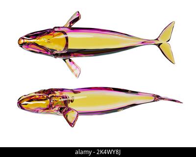 Transparent, translucent glass, crystal whale sculpture, statue Stock ...
