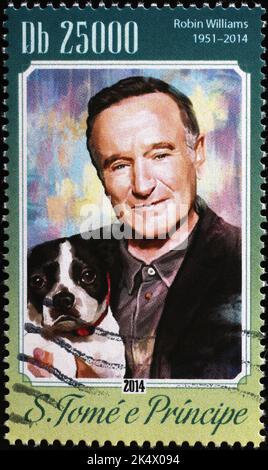 Robin Williams on african postage stamp Stock Photo - Alamy