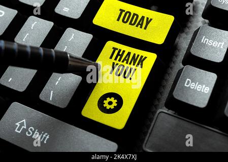 Writing displaying text Thank You. Business approach replaying on ...