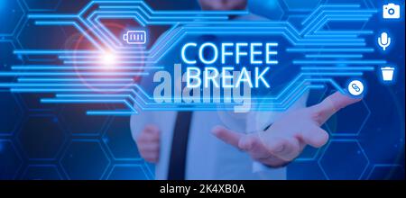 Writing displaying text Coffee Break. Conceptual photo short time when ...