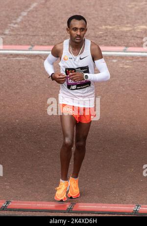 Second placed Leul Gebresilase of Ethiopia competing in the Elite men's ...