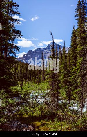 Hiking to Lake Annette in Banff National Park, passing forests and ...
