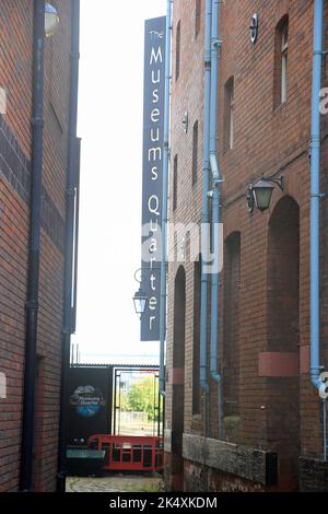 Sign for the Museums Quarter in the old town, Kingston upon Hull ...