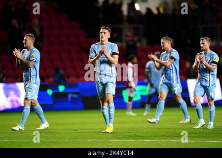 Coventry City's Jake Bidwell and Coventry City's Kyle McFadzean warming ...