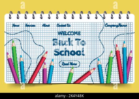realistic back school landing page template vector design illustration ...