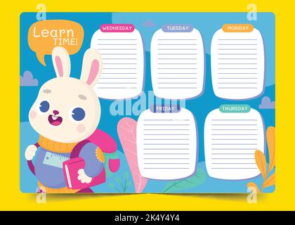 cartoon back school timetable template vector design illustration Stock ...