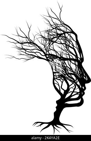 Optical Illusion Tree Man Woman Couple Faces Stock Vector Image & Art ...