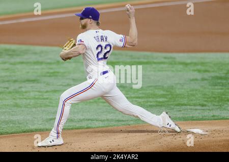 Texas Rangers' Jon Gray pitches during the first inning of the team's ...