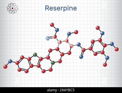 Reserpine alkaloid molecule. It is antihypertensive drug, used for the ...